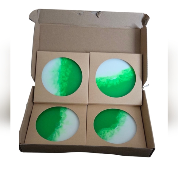 Unbranded | Accents | Green White Epoxy Resin Coaster Set Of 4 Fun ...